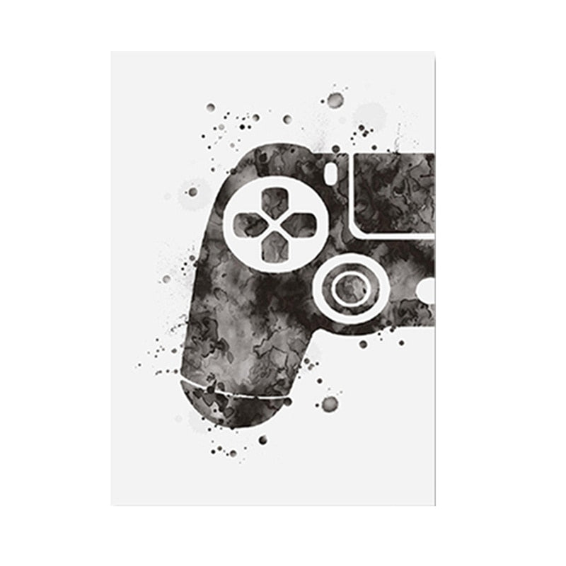 Wall Art Canvas Abstract Console Gamer | Black and White Gamer Decor ...