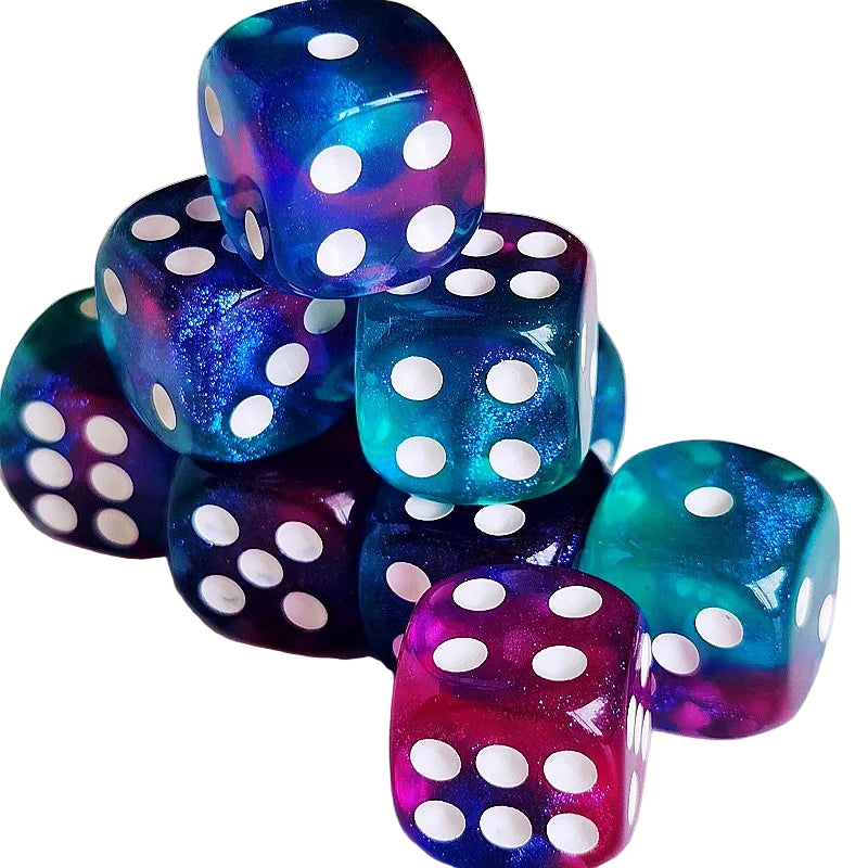 Multi-colour 10 piece 6-sided Dice Set | Iridescent Resin Dice Set ...